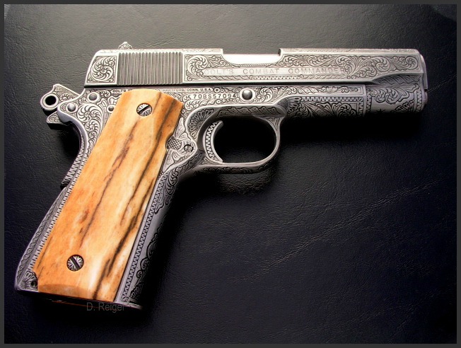 Colt Model 1911 Combat Commander 45 ACP, Reigel Gun Engraving