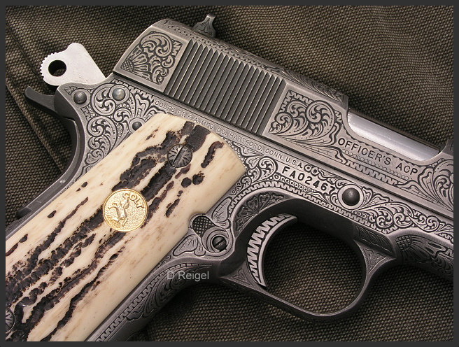 Hand Engraved Colt 1911 Officers Model