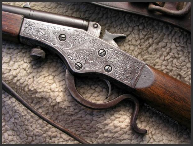 Engraved Stevens Crack Shot No. 26, by Reigel Gun Engraving